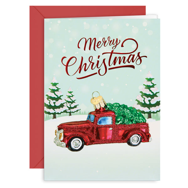 Car Truck Christmas Cards Personalised Red Truck With Gifts Christmas