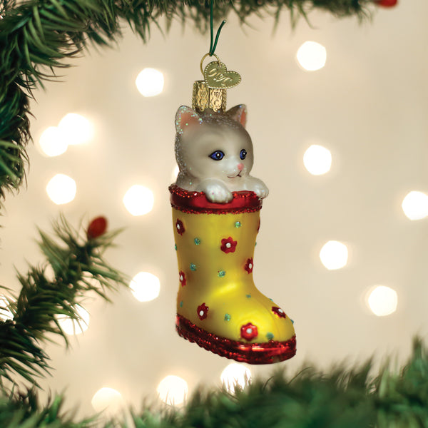 Kitten In Rain Boot Ornament | Old World Christmas™